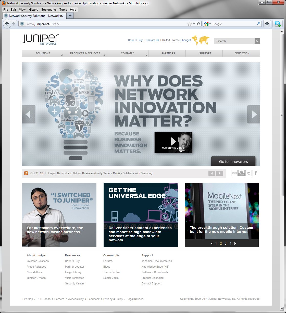 Juniper Networks Homepage Evolution